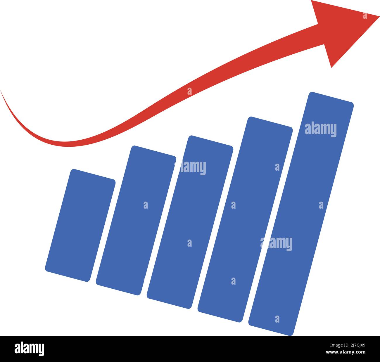 Icon with tilted bar graph and rising arrow. Editable vector Stock ...