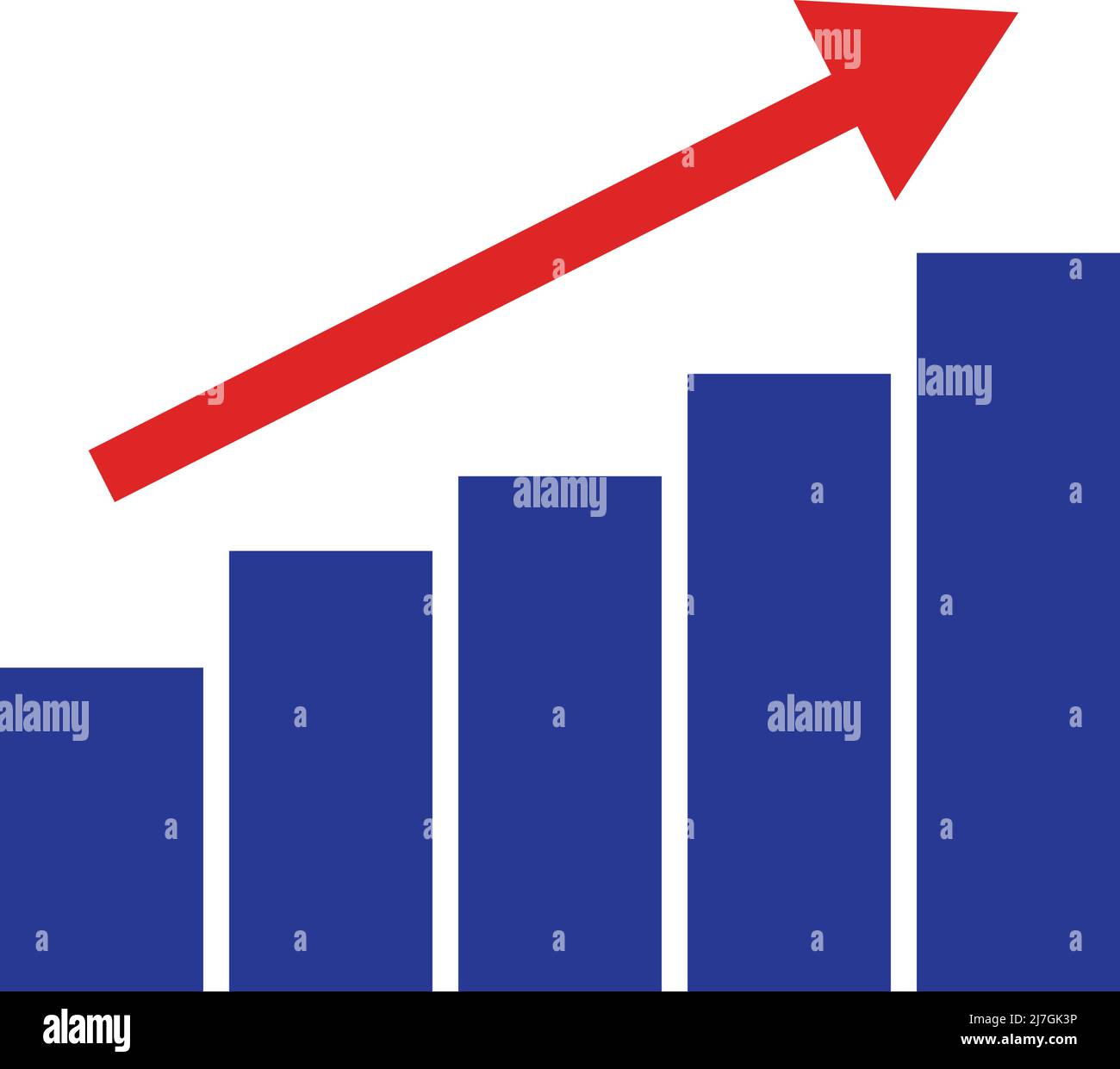 Icon with tilted bar graph and rising arrow. Editable vector Stock ...