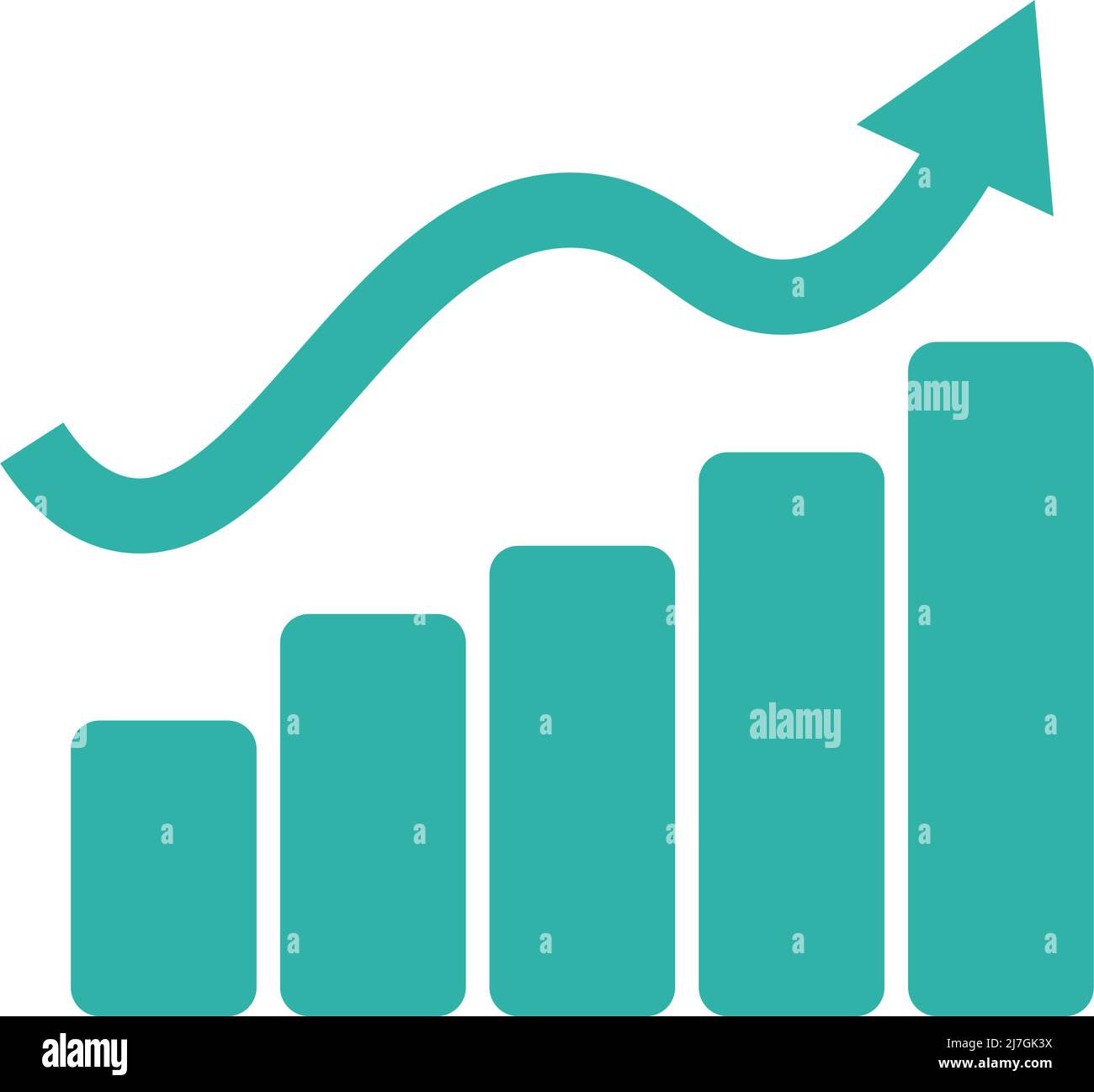 Increase wave arrow and growth bar graph. Editable vector Stock Vector ...