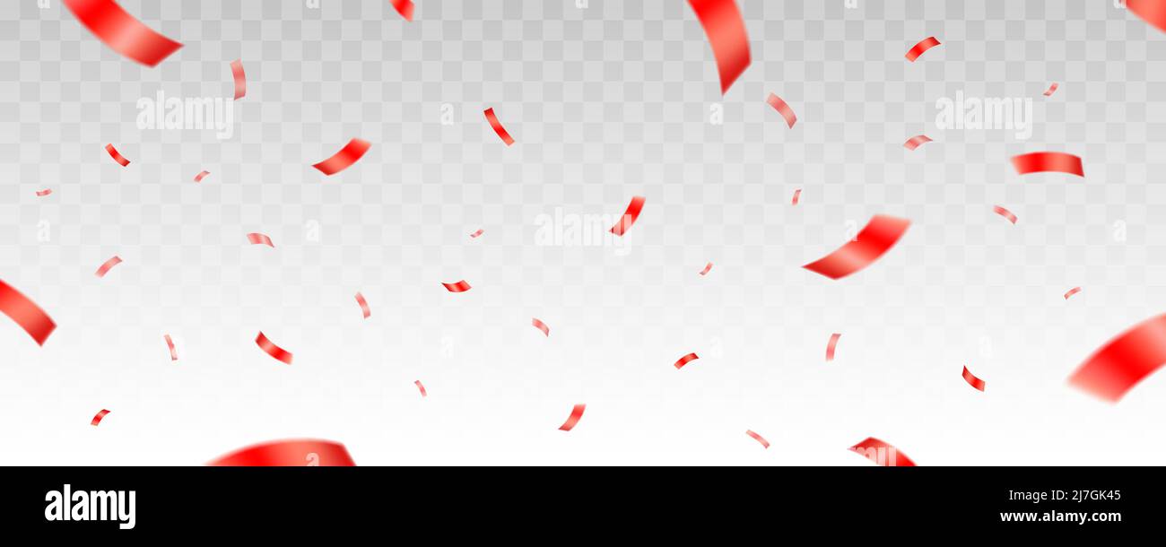 Red vector confetti isolated on horizontal transparent background ...