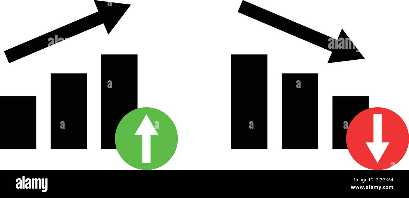 Up bar graph and down bar graph icon. Editable vector Stock Vector ...