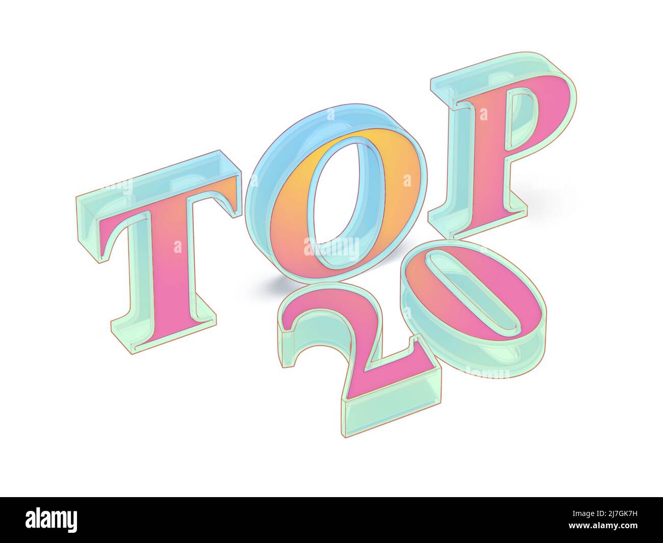 Top 20 text on white background. The best twenty list Stock Photo - Alamy