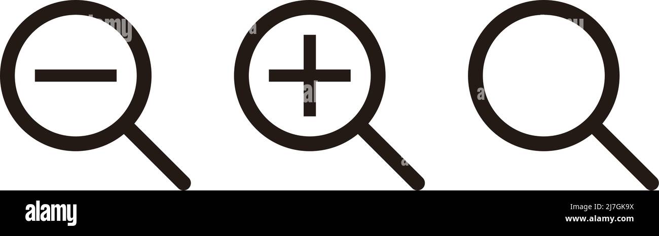 Zoom out, zoom and magnifying glass icon set. Editable vector Stock ...