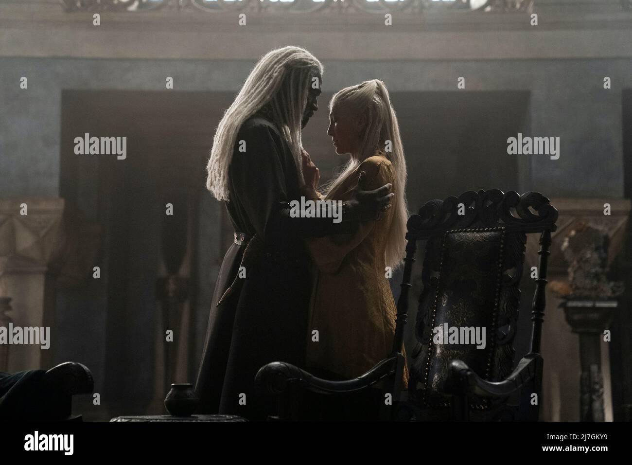 Steve Toussaint as Lord Corlys Velaryon, Eve Best as Princess Rhaenys ...