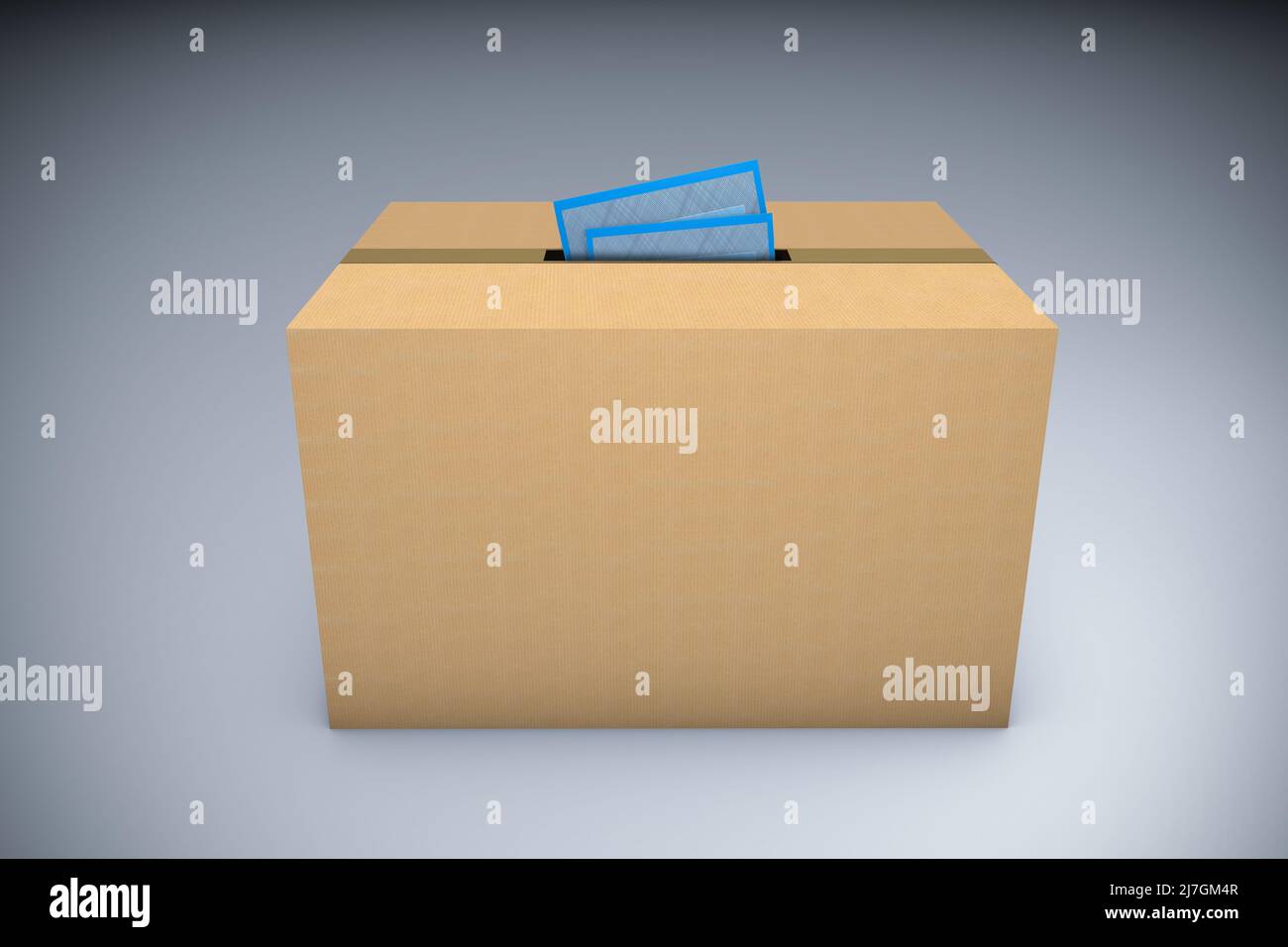 3D rendering of cardboard box as an urn for inserting ballot papers for ...