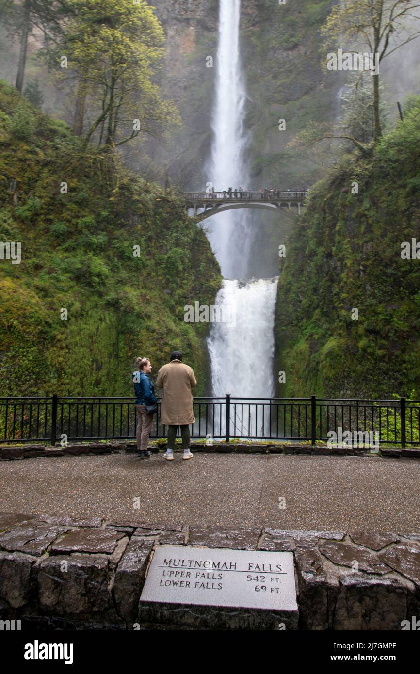 Majestic beautiful multnomah falls hi-res stock photography and images ...