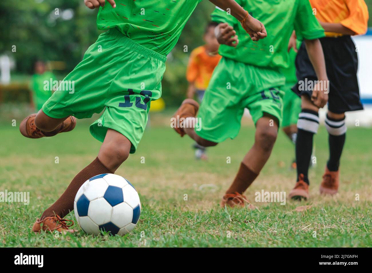 Football soccer children training class. Kindergarten school kids ...