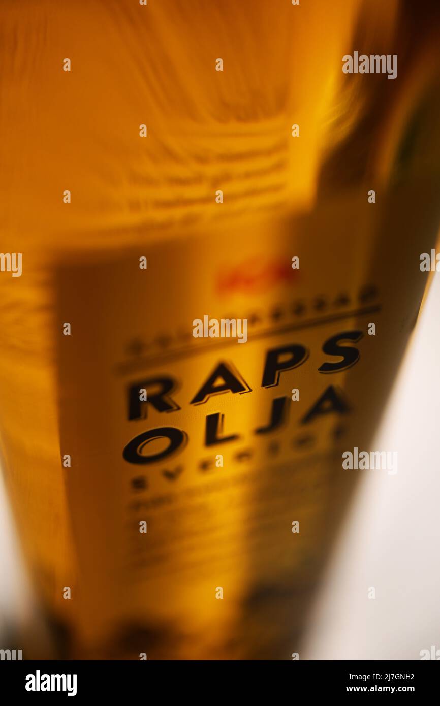 Rapeseed oil (In swedish: rapsolja) from Swedish rapeseed fields ...