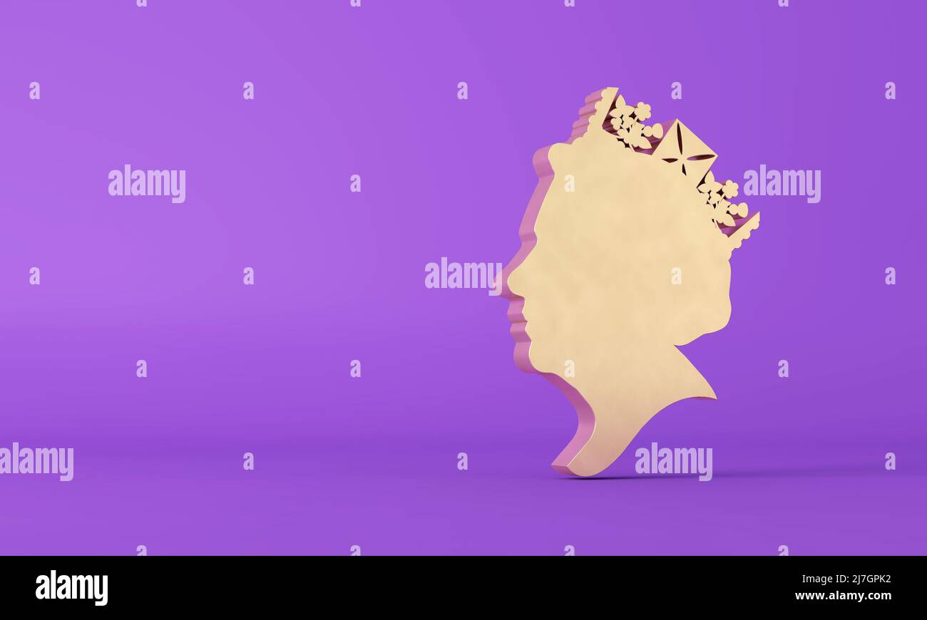 Side profile of her majesty Queen Elizabeth. 3D Rendering Stock Photo ...