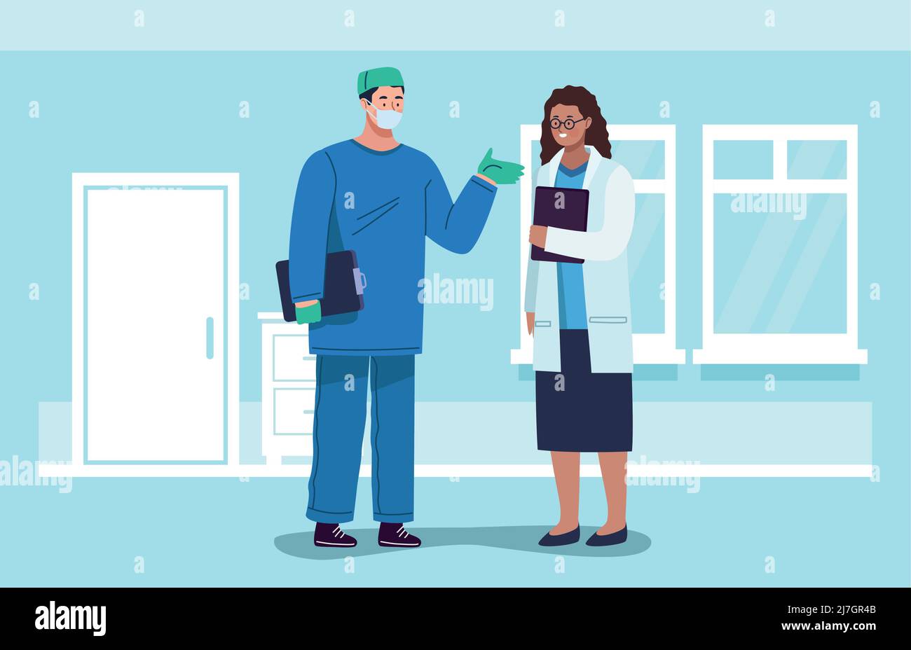 Doctors speaking Stock Vector Images - Alamy