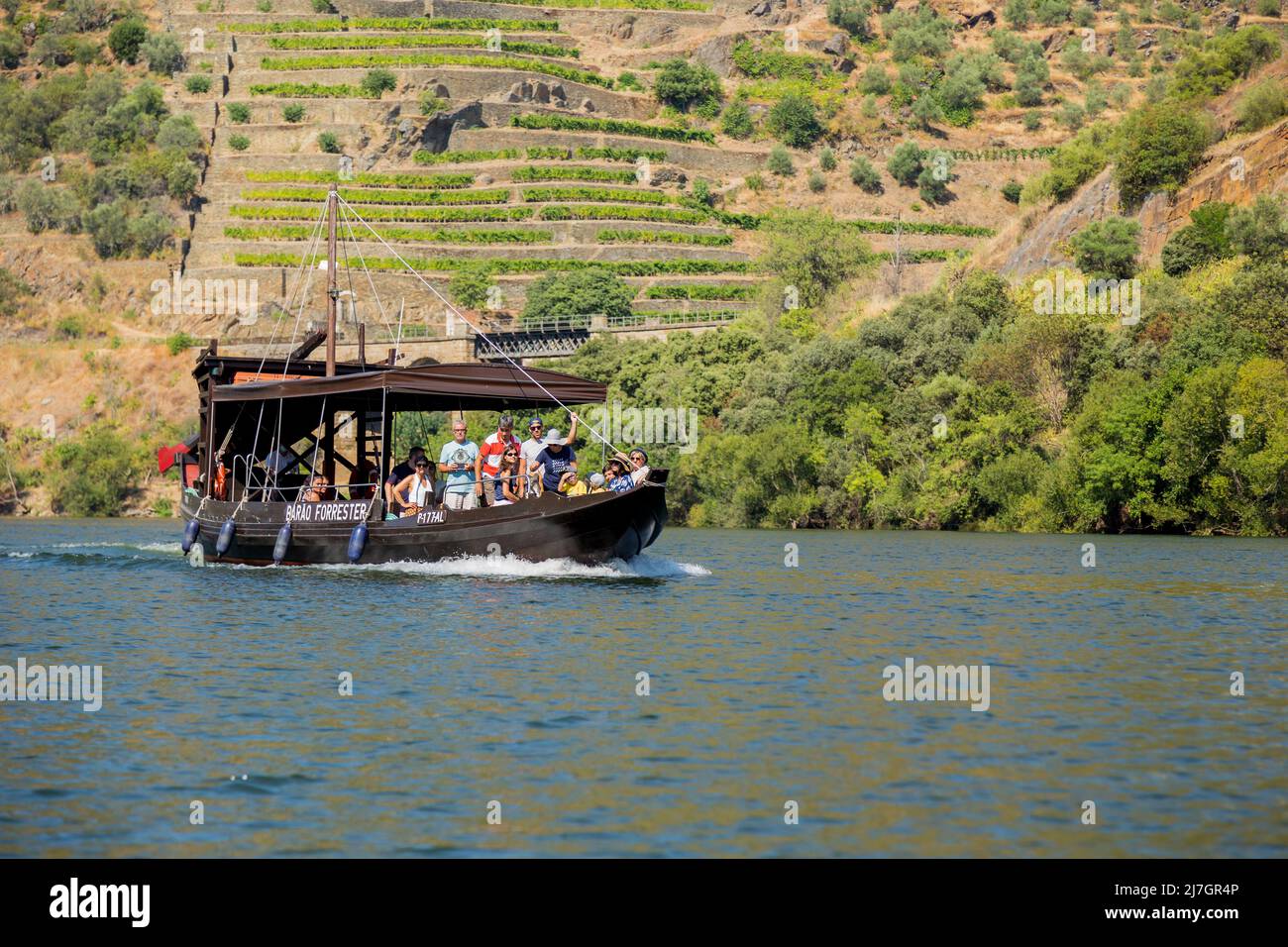 Douro, Portugal - 13 August 2020: A river cruise boat touring the Douro ...