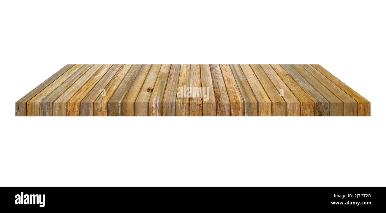 Wooden shelf on isolated white background Stock Photo - Alamy