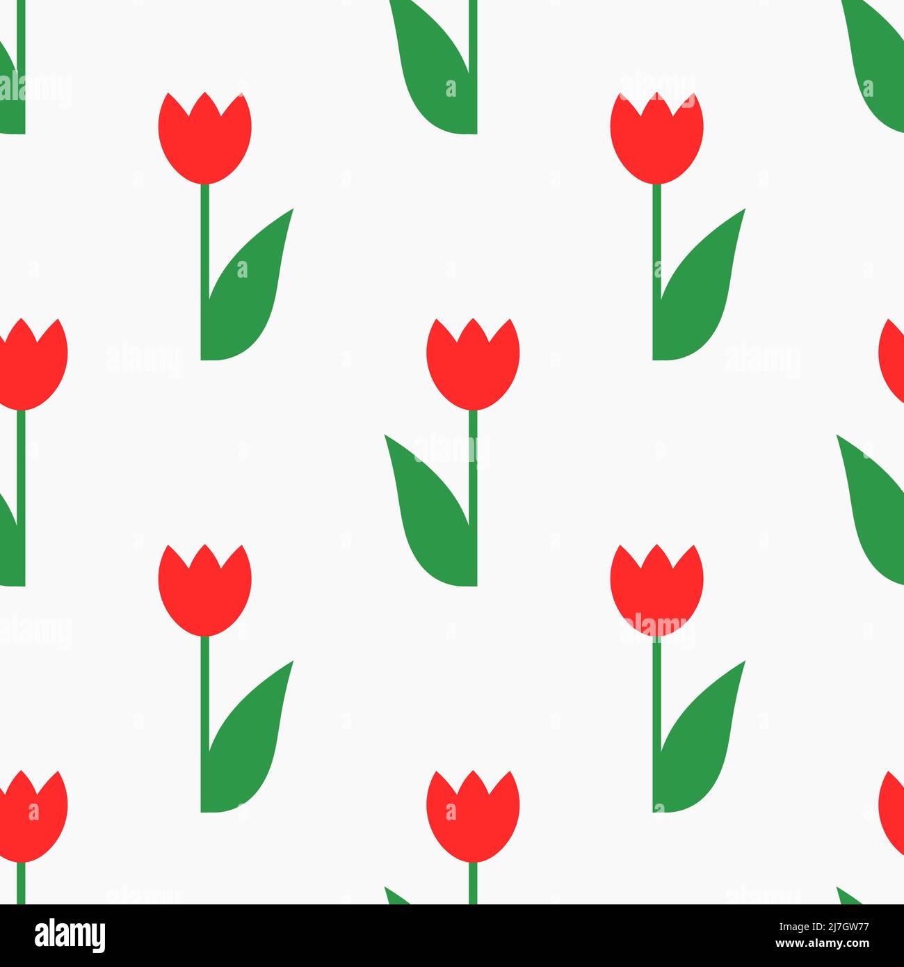 Red tulips flat design spring seamless pattern. Vector illustration ...