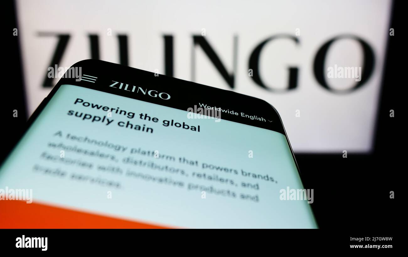 Mobile phone with website of Singaporean e-commerce company Zilingo Pte ...