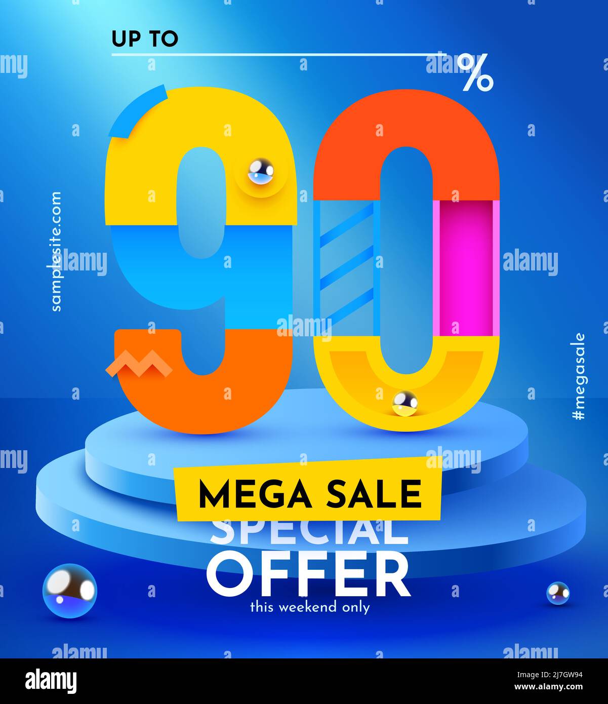 90 percent Off. Discount creative composition. Sale symbol with ...