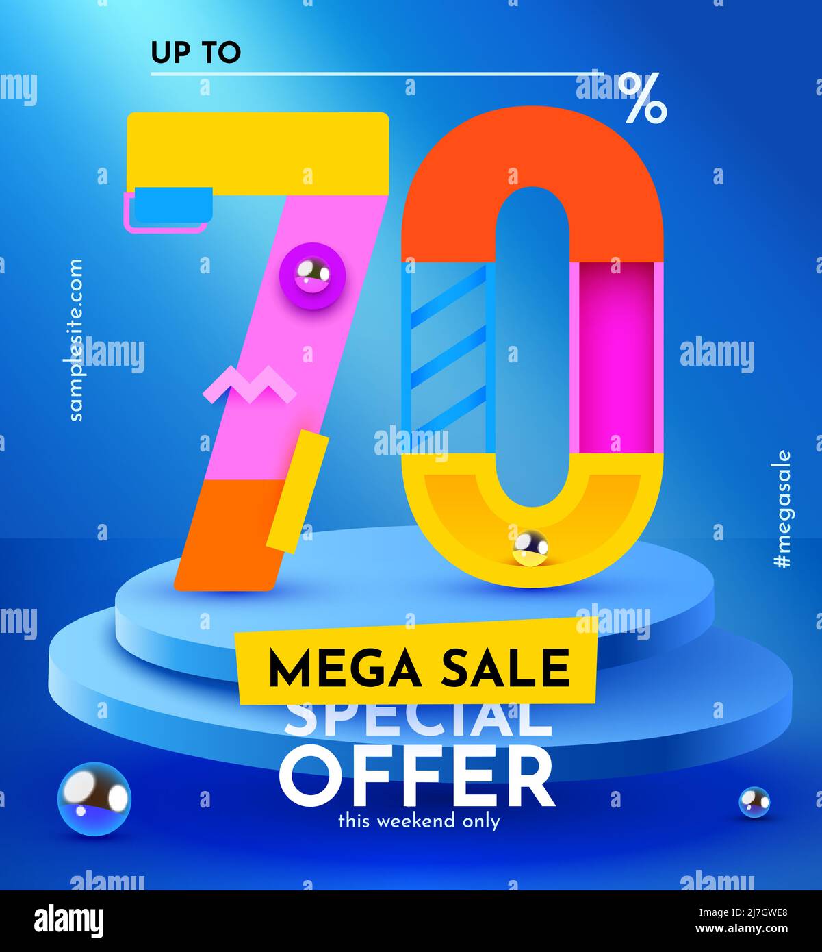 70 percent Off. Discount creative composition. Sale symbol with ...