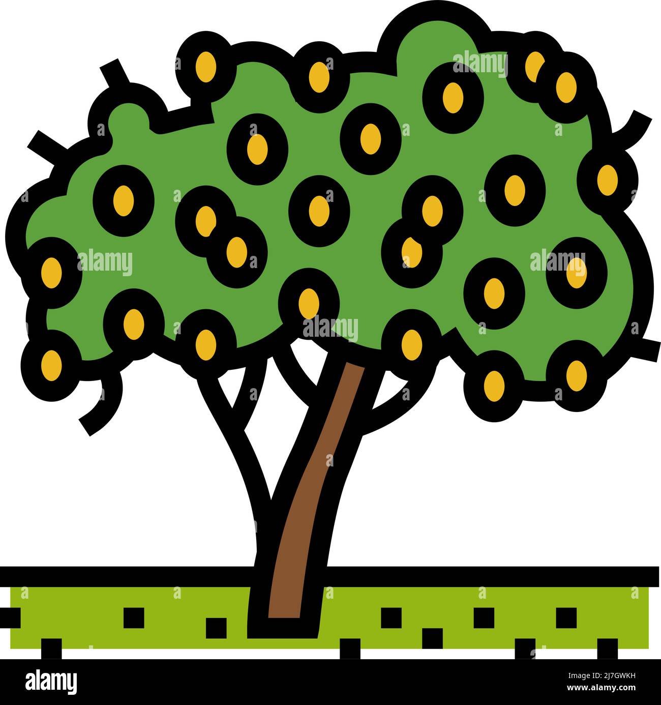 tree plant lemon color icon vector illustration Stock Vector Image ...