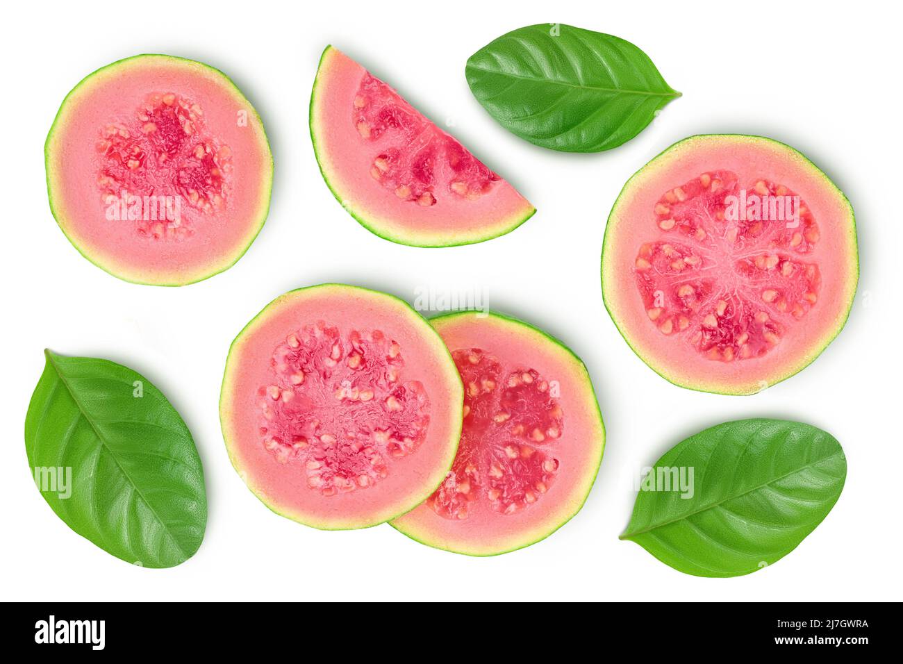 Guava fruit slices isolated on white background with clipping path and ...