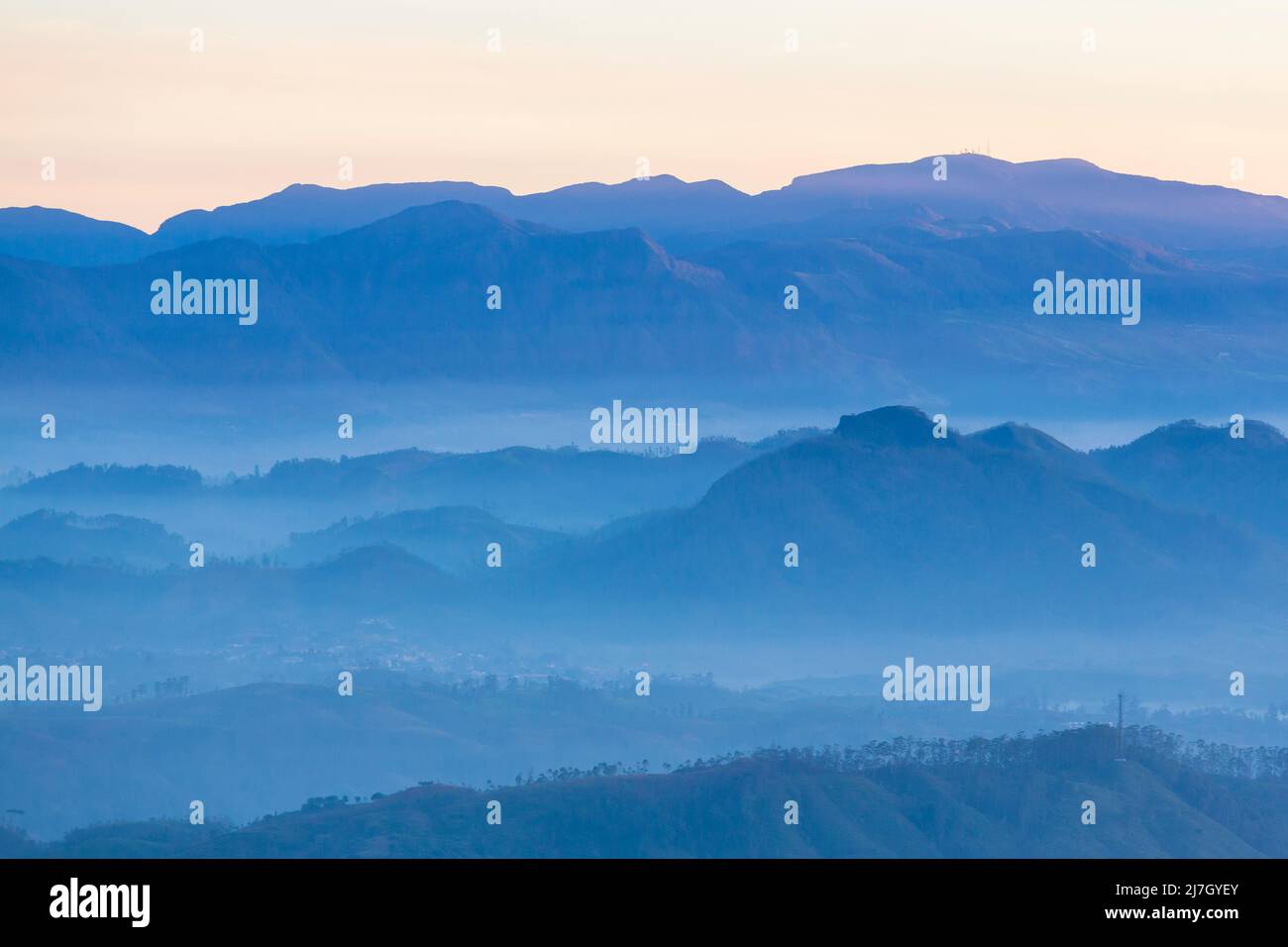 mountain silhouette at sunrise in spring season Stock Photo - Alamy