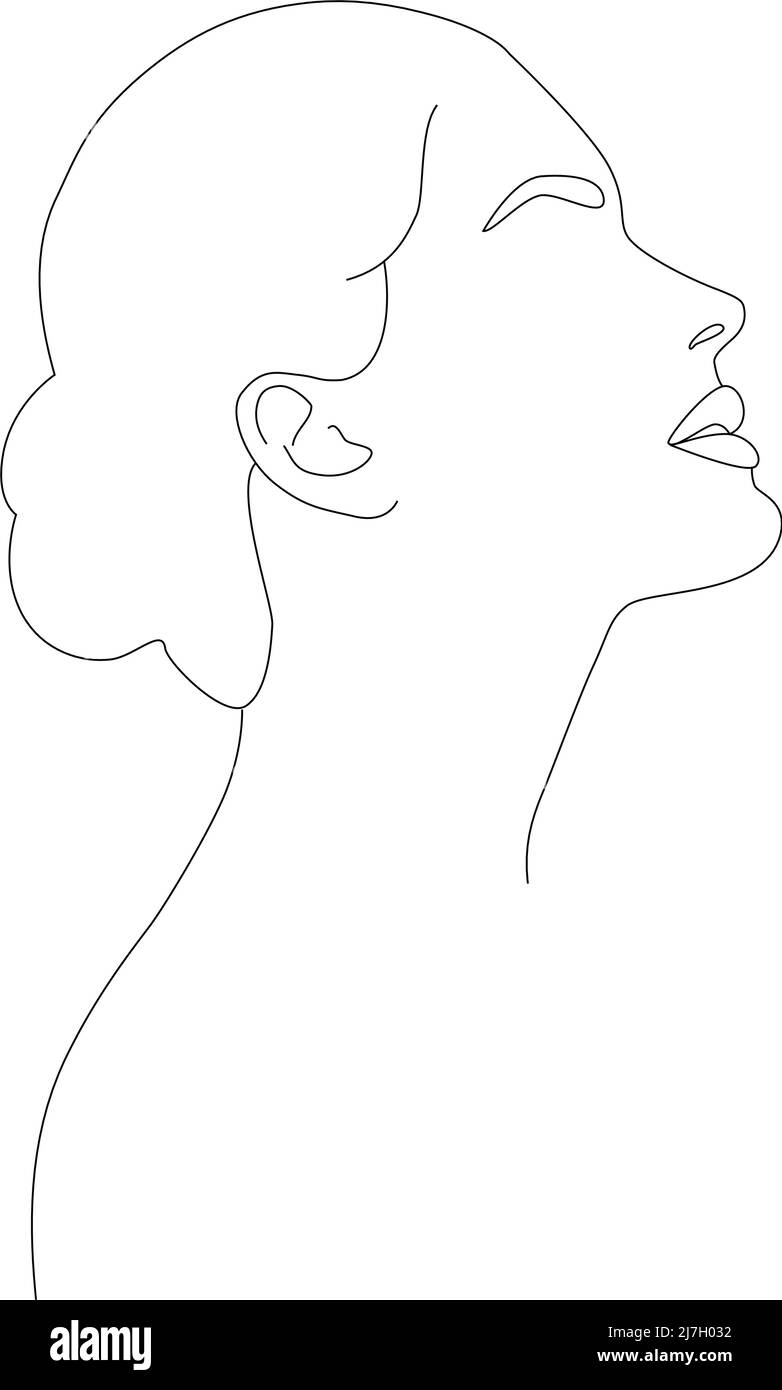 One Face Line Minimalist Continuous Linear Sketch Of A Female Face