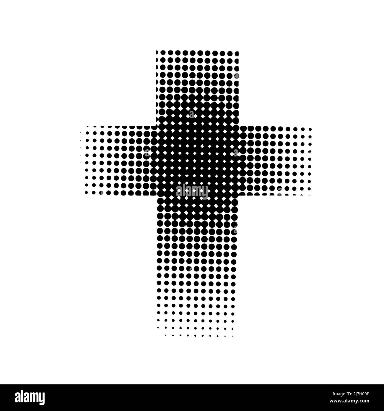 Black halftone cross on the white background. Christian symbol. Vector ...