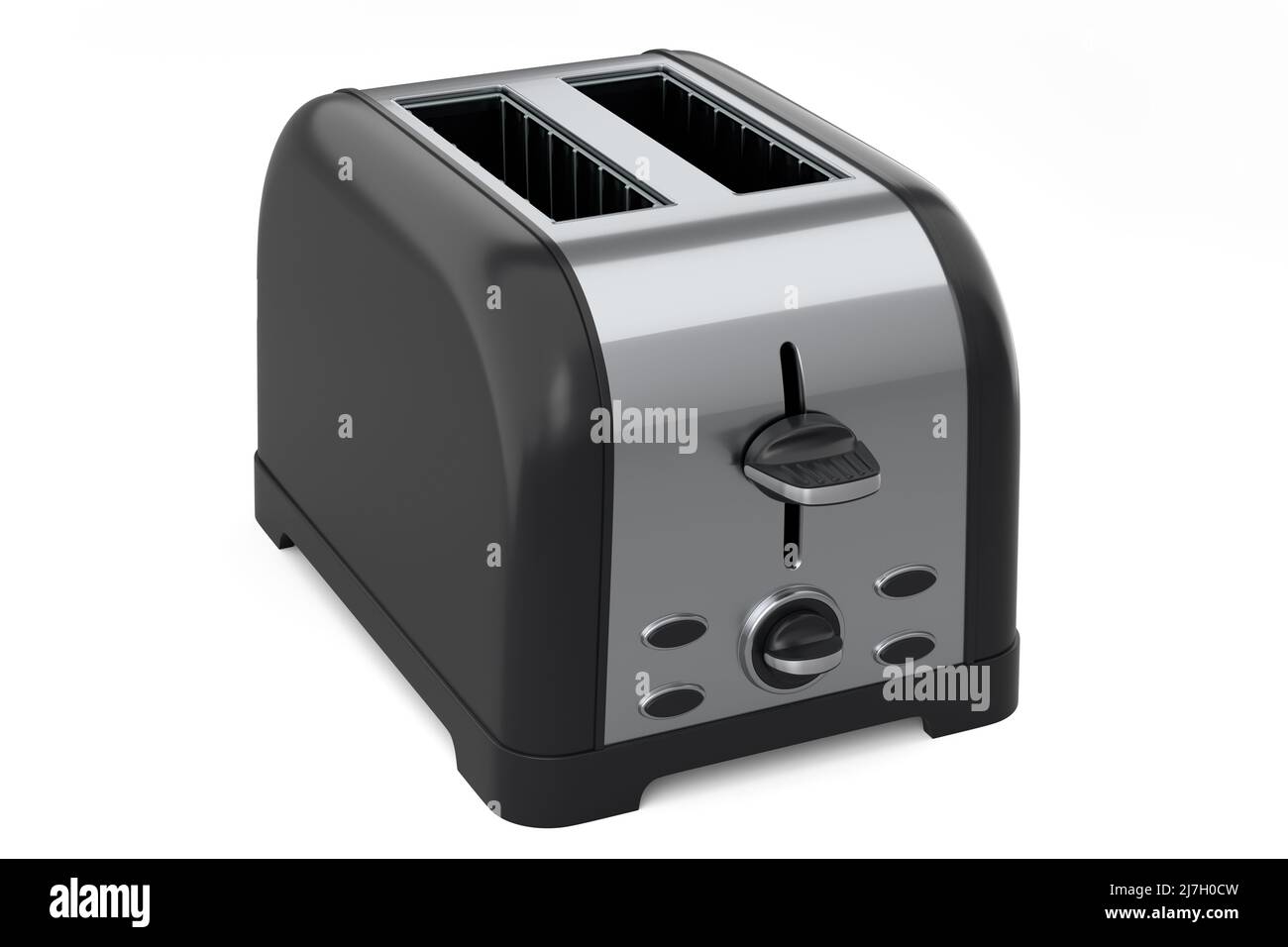 Stainless steel toaster for making toast bread on a white background ...