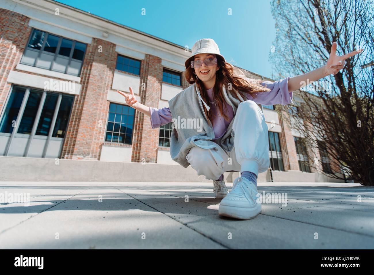 Closeup girl staring at camera. Portrait of charming female person ...