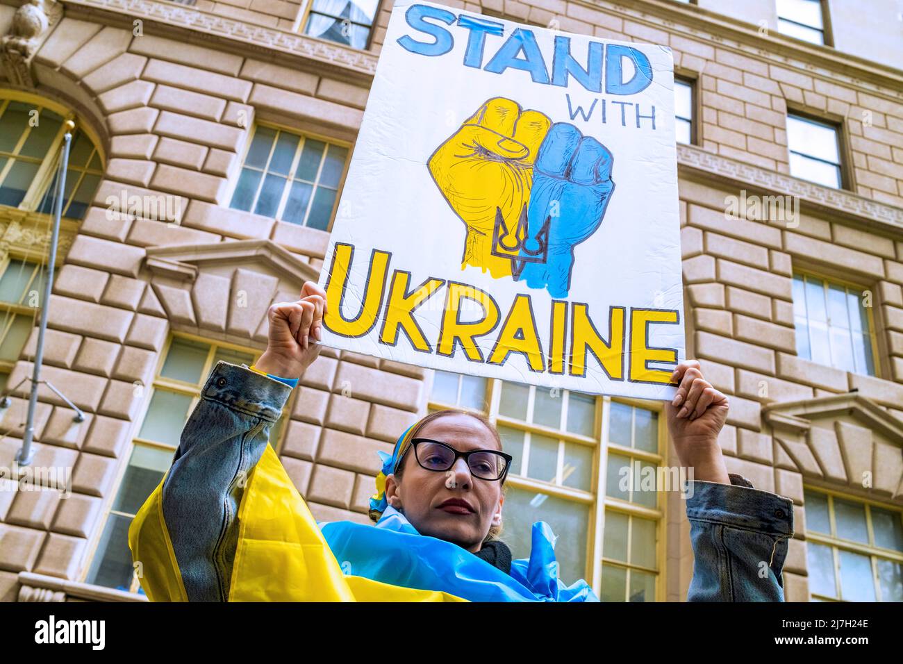 New York, New York, USA. 8th May, 2022. Never Again Rally for Ukraine ...