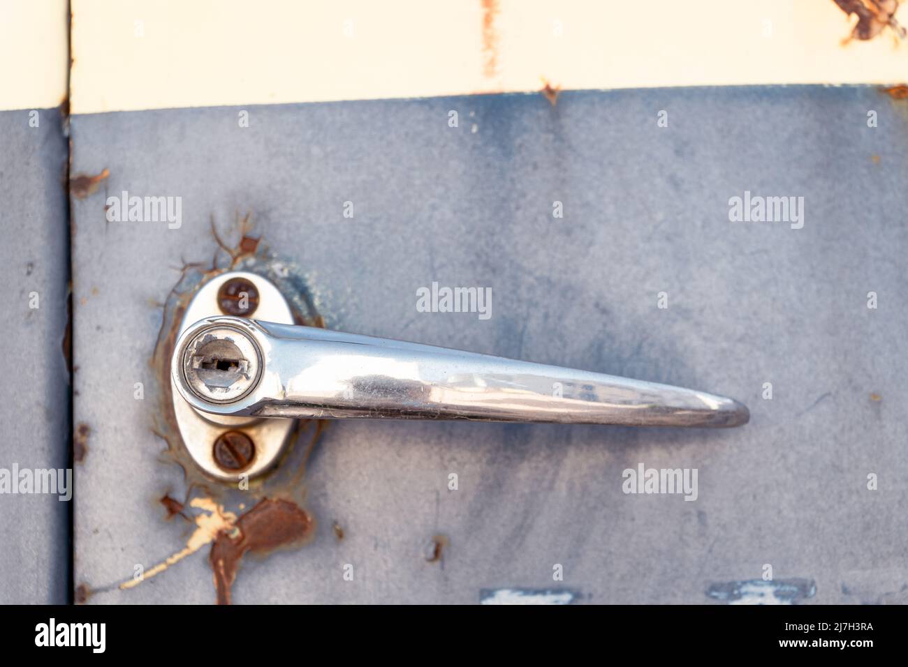 old vintage rusty truck door handle Stock Photo - Alamy