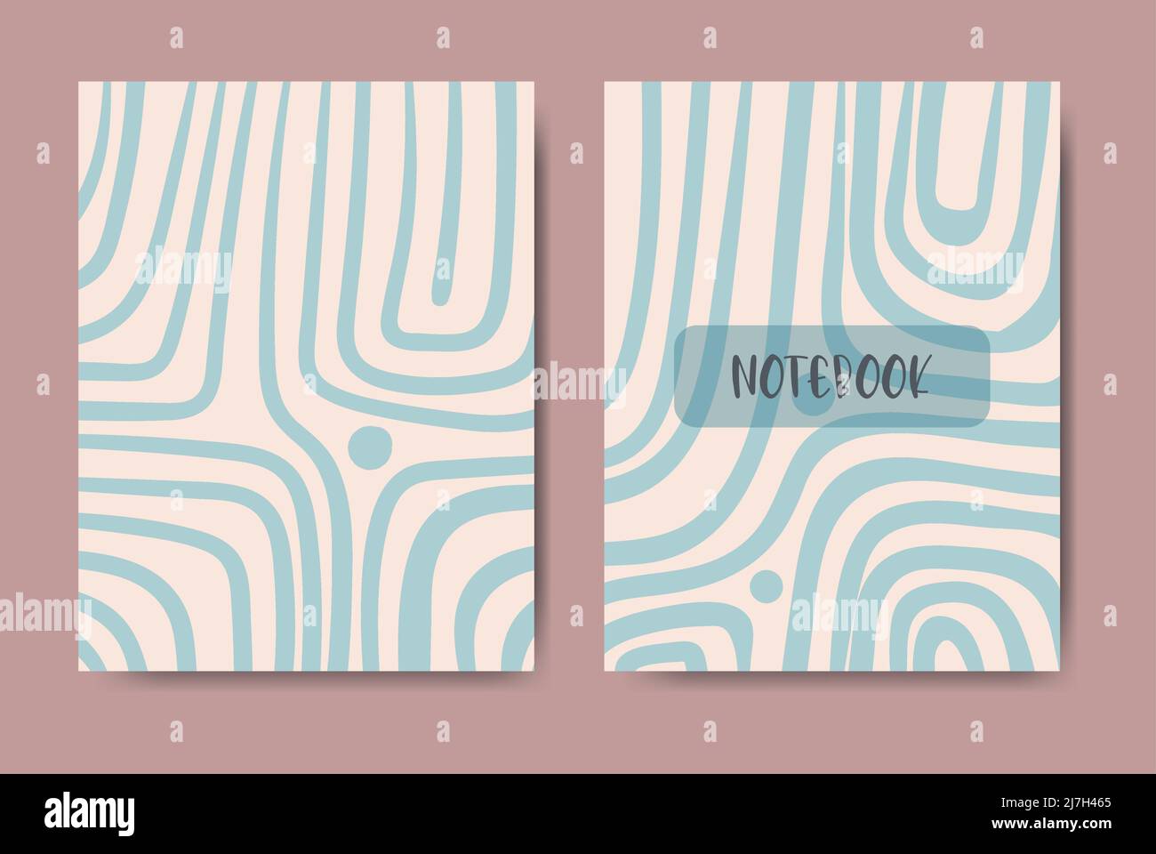 Personal diary template set, with abstract boho illustration background ...