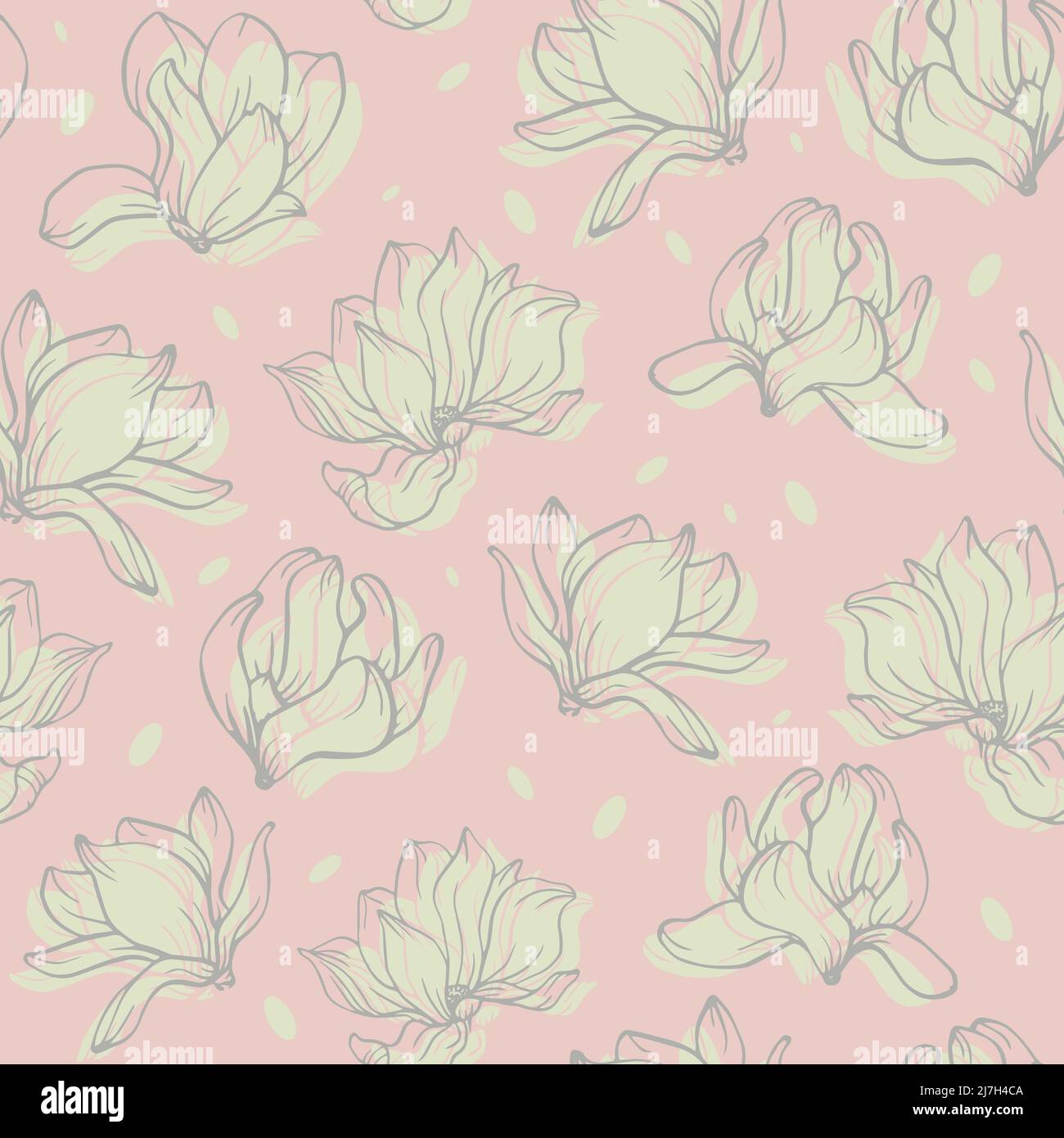 Magnolia line art wallpaper hi-res stock photography and images - Alamy
