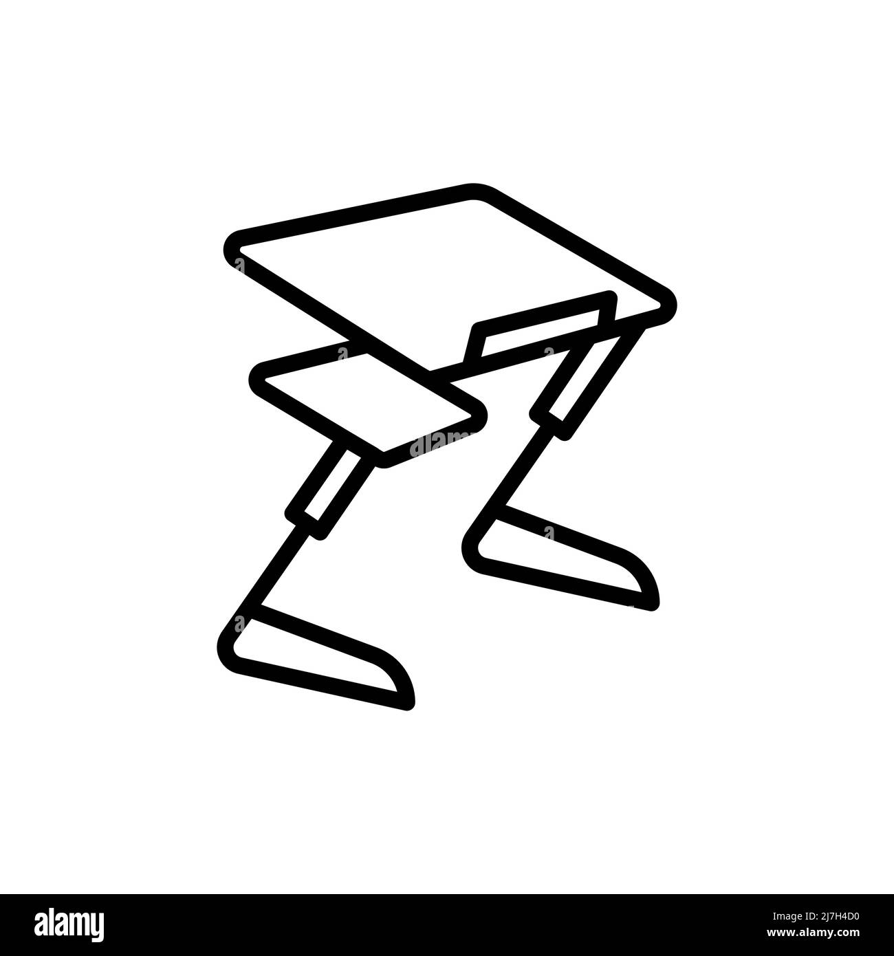 Fortable laptop table line color icon. Air space adjustable. Outline ...