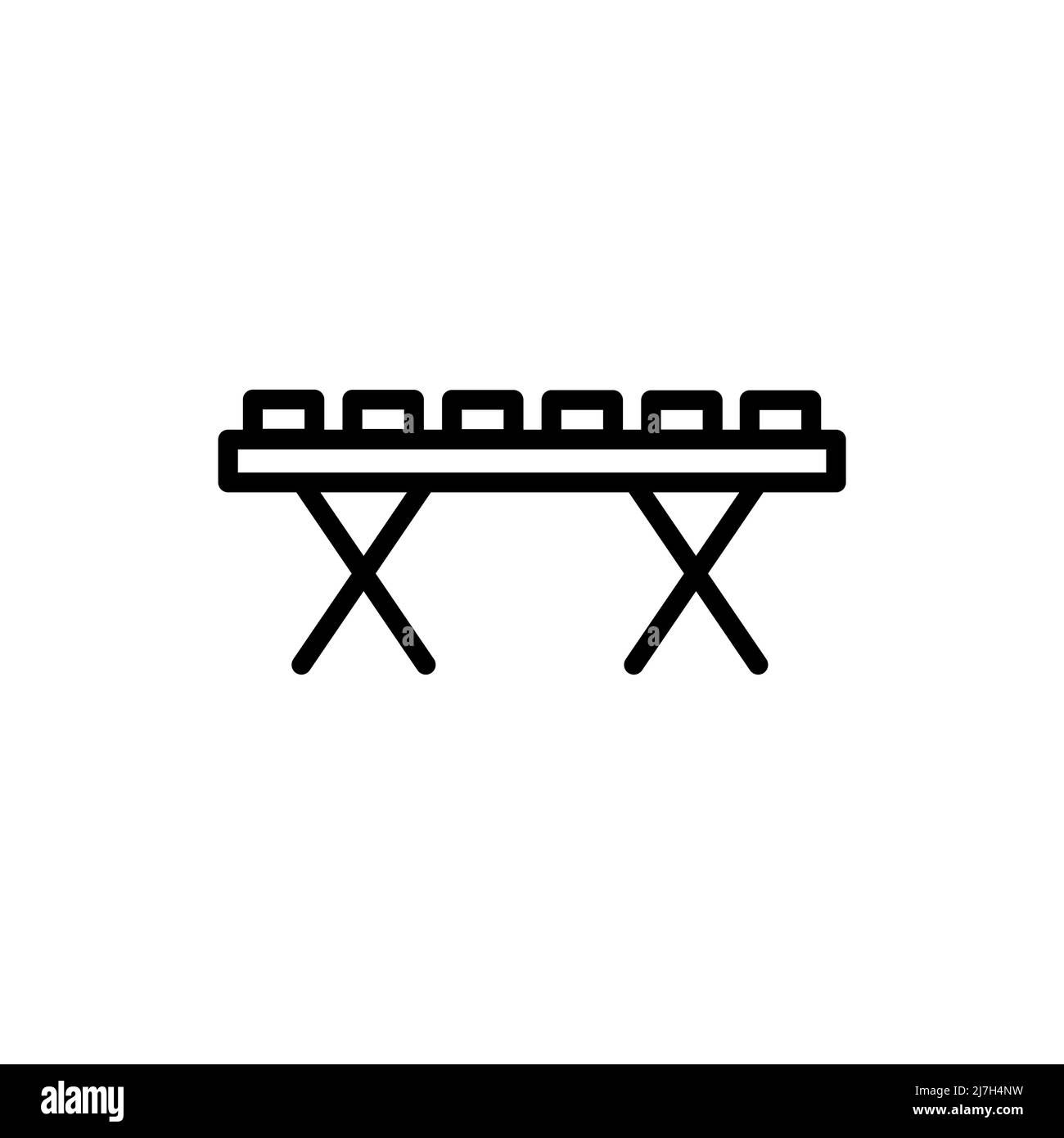 Wooden outdoor bench line color icon. Outline pictogram for web page ...