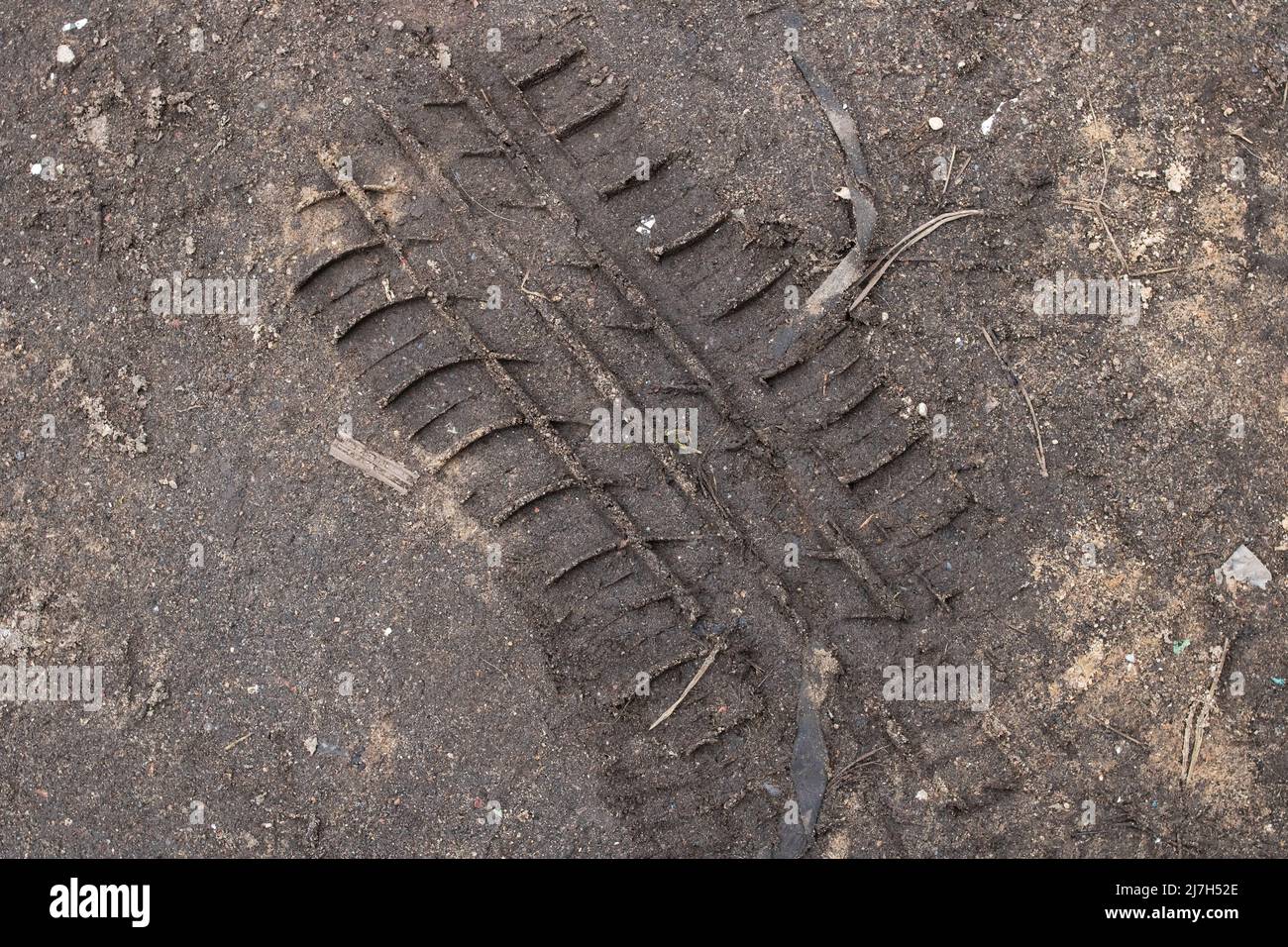 A car mark on the wet ground close up Stock Photo - Alamy