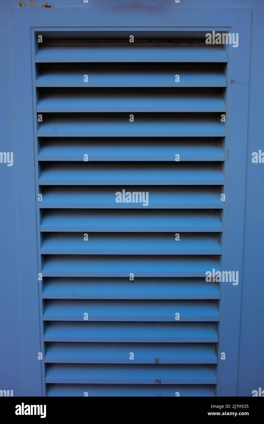 grey blue wooden louvers slightly dirty Stock Photo - Alamy