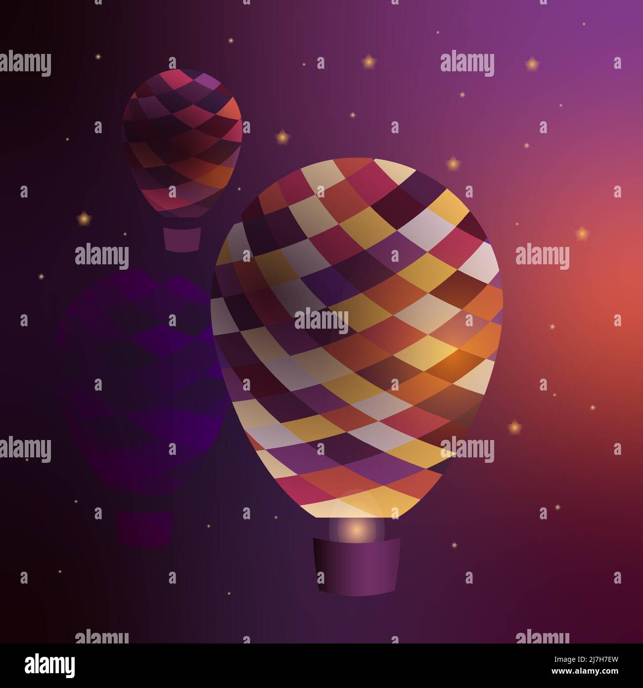 Cartoon balloons with colorful print on starry sky Stock Vector Image ...