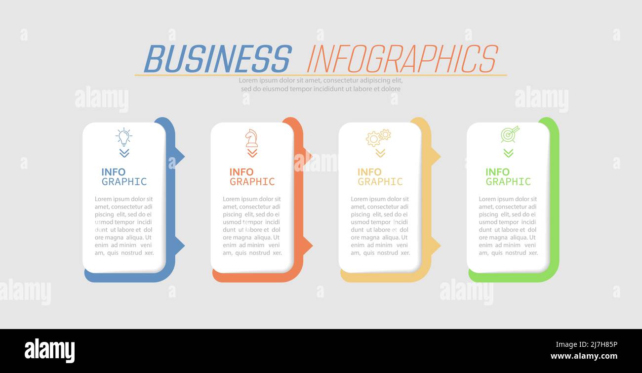 Business infographics. 4 stages of achieving the goal. Stages of the ...