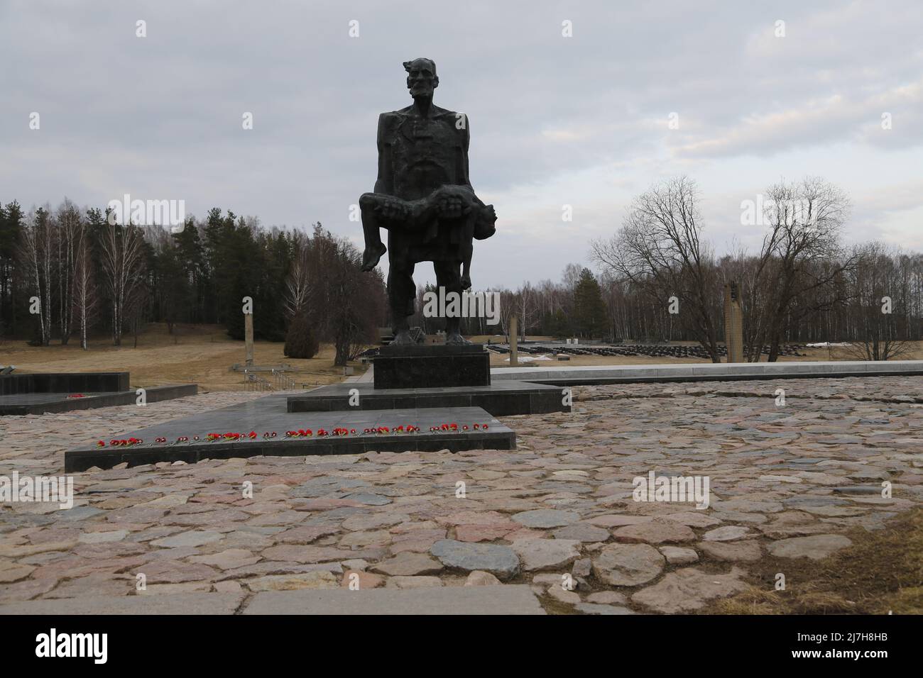 Statue in Khatyn Memorial Complex in Khatyn, Belarus, where a massacre ...