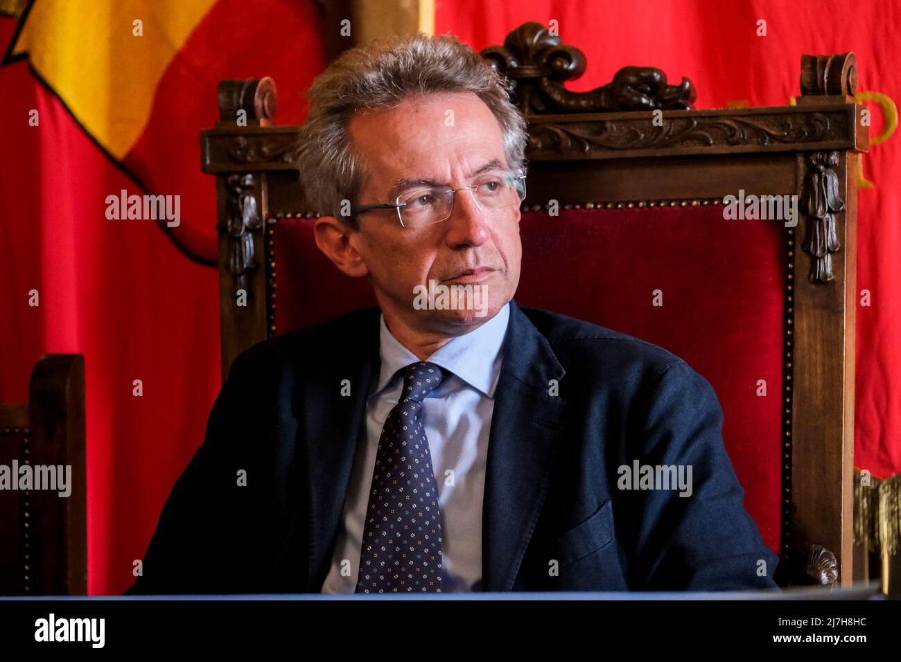 Mayor of Naples Gaetano Manfredi during Ceremony at Palazzo San Giacomo ...