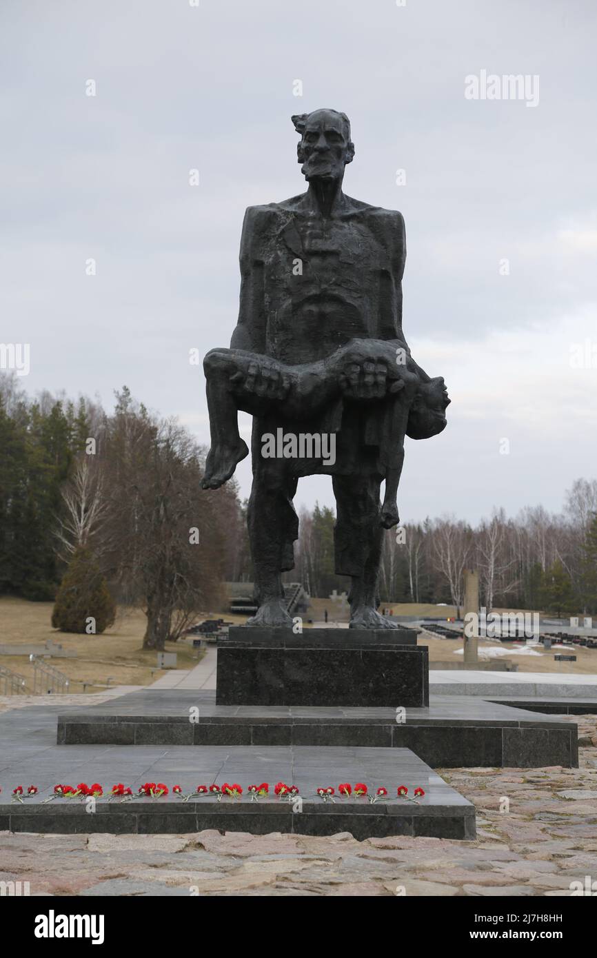 Statue in Khatyn Memorial Complex in Khatyn, Belarus, where a massacre ...