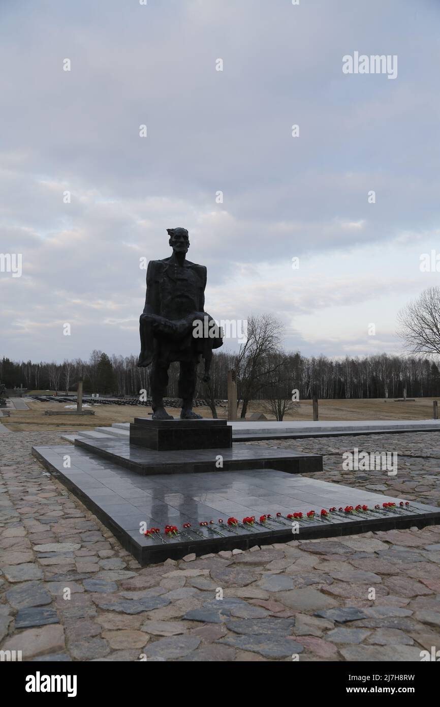 Statue in Khatyn Memorial Complex in Khatyn, Belarus, where a massacre ...