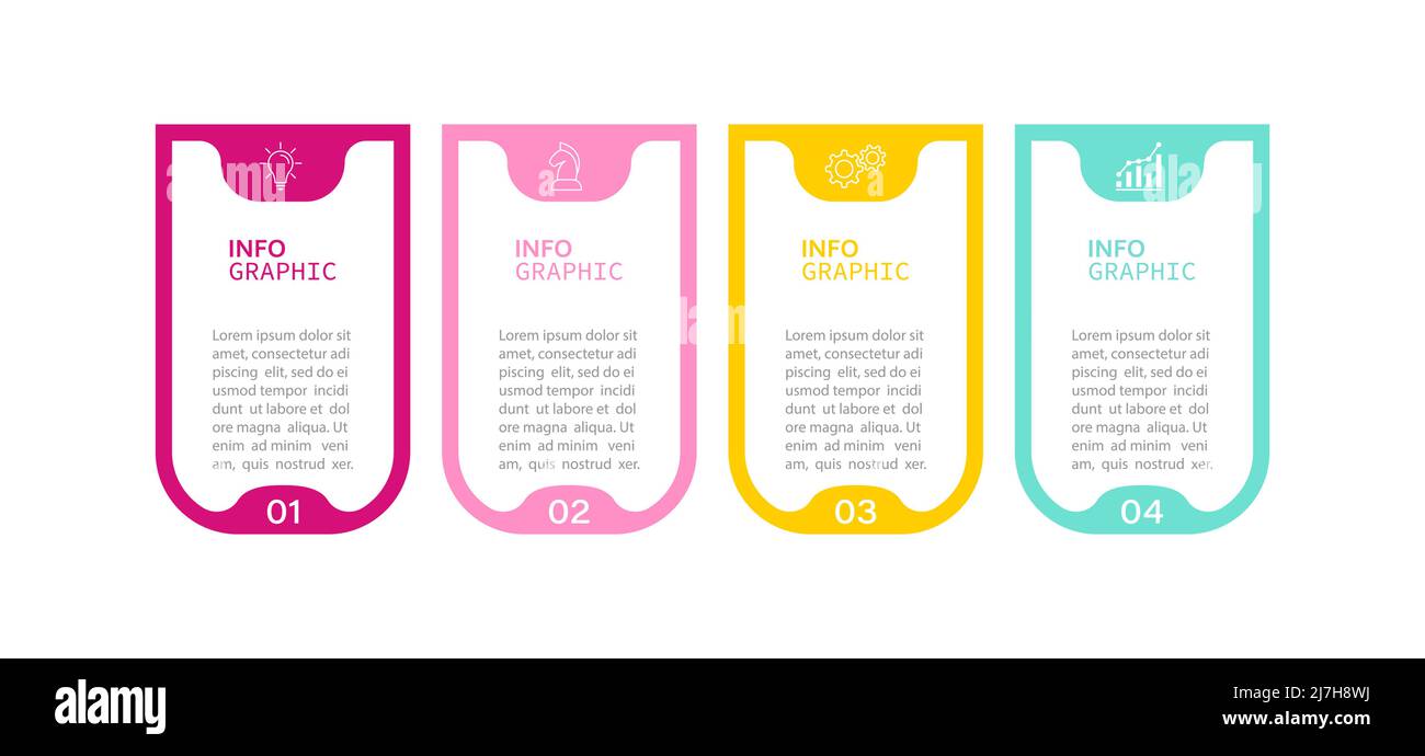 Business infographics. 4 stages of achieving the goal. Stages of the ...