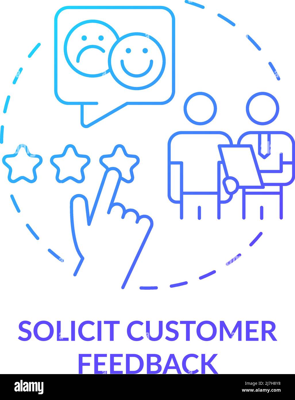 Solicit customer feedback blue gradient concept icon Stock Vector Image ...