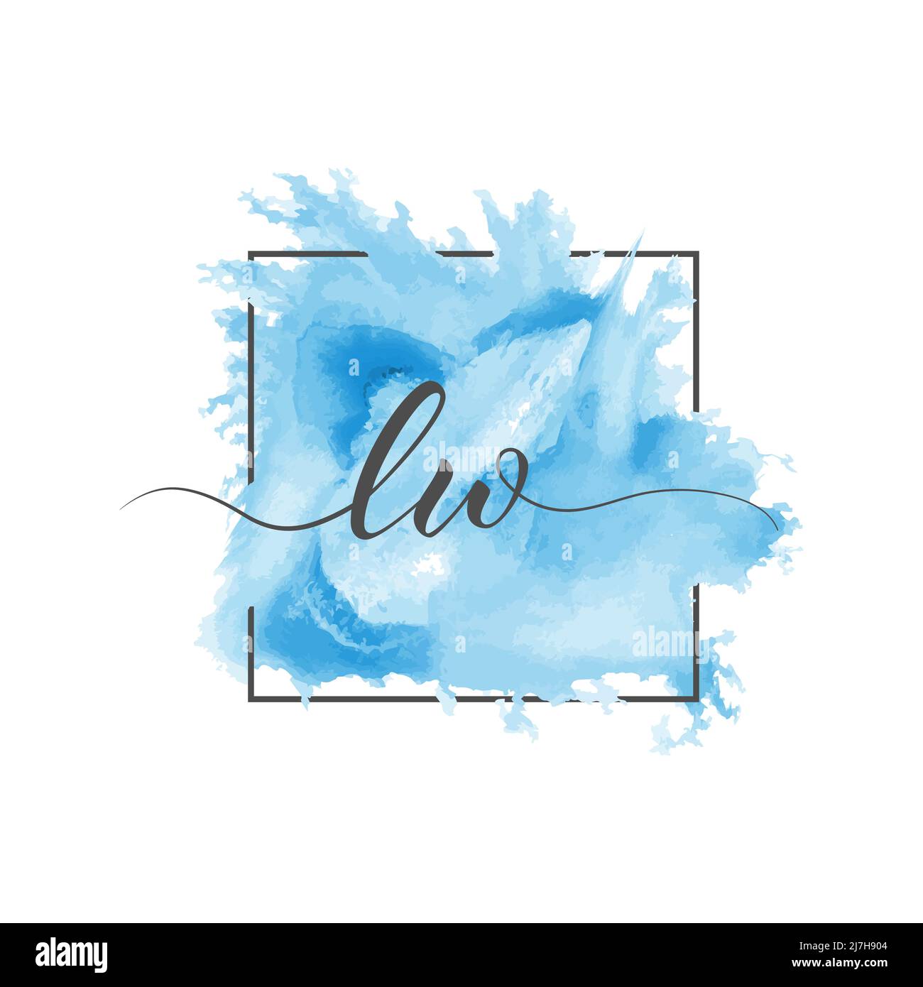 Calligraphic lowercase letters L and W are written in a solid line on a ...