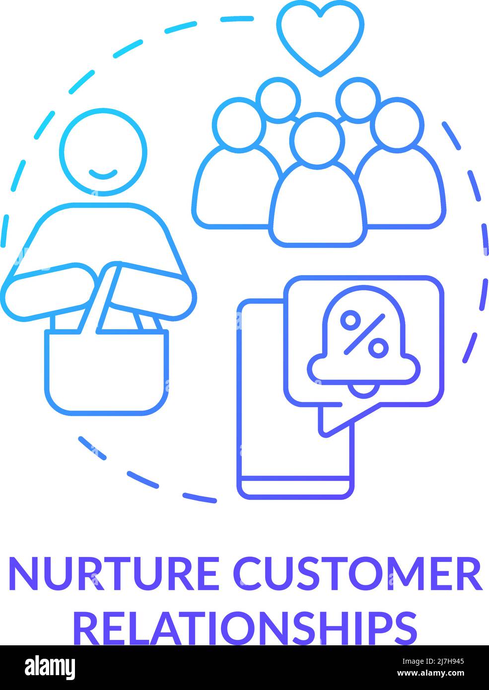 Nurture customer relationships blue gradient concept icon Stock Vector ...