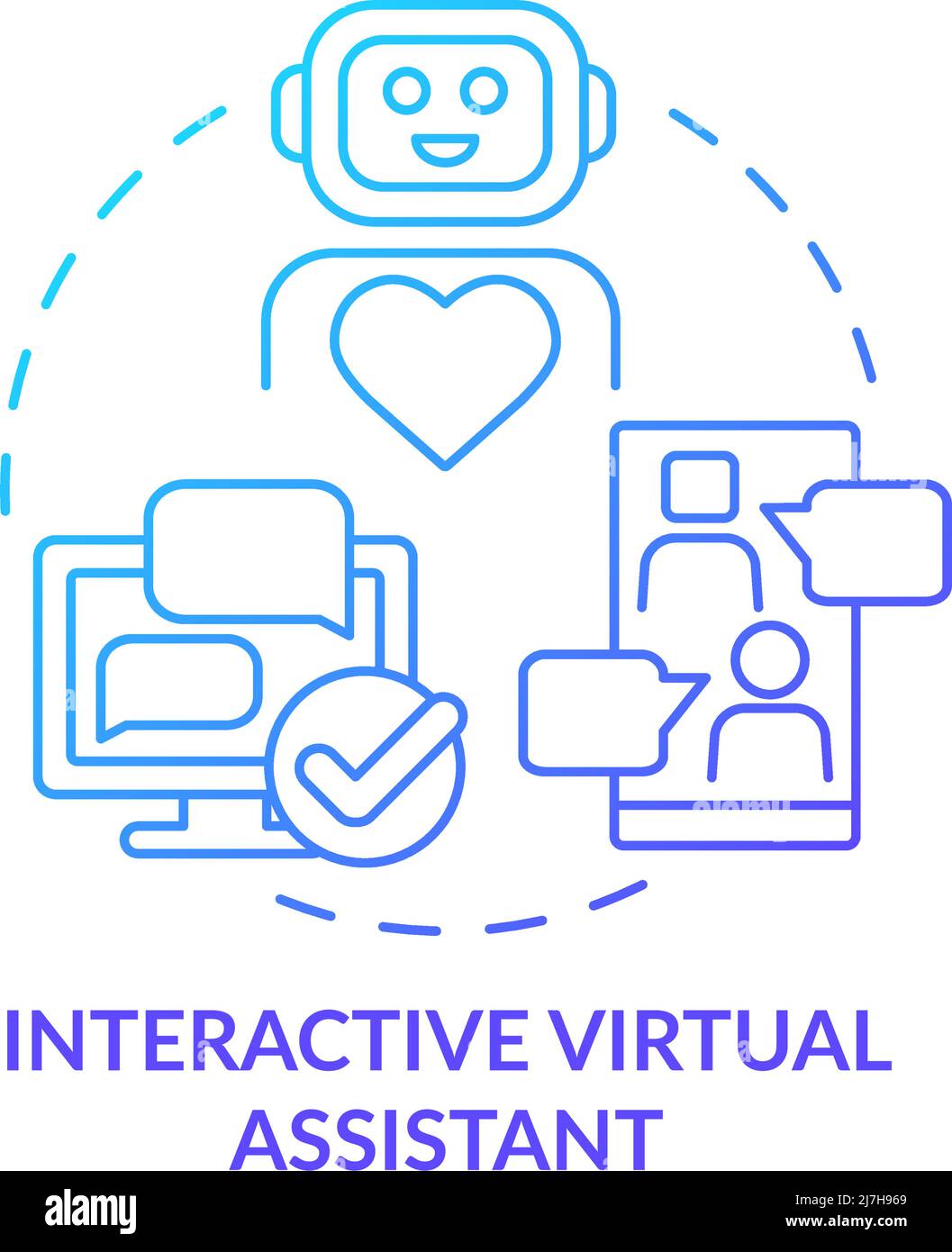 Interactive virtual assistant blue gradient concept icon Stock Vector ...