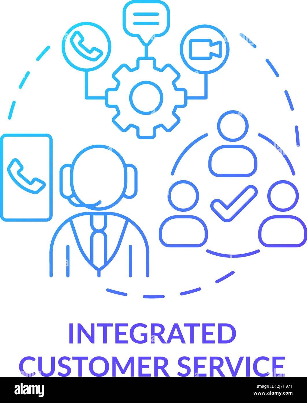 Integrated customer service blue gradient concept icon Stock Vector ...