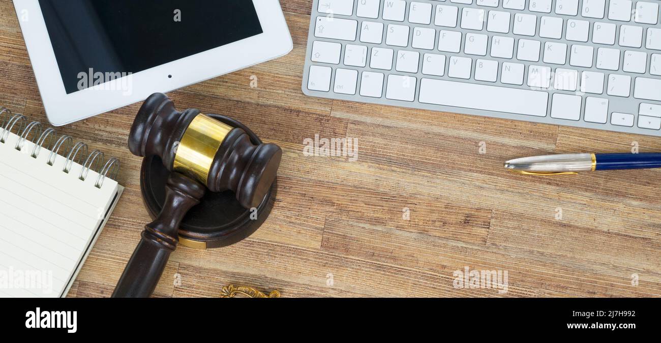 Workspace hero header with law gawel Stock Photo - Alamy