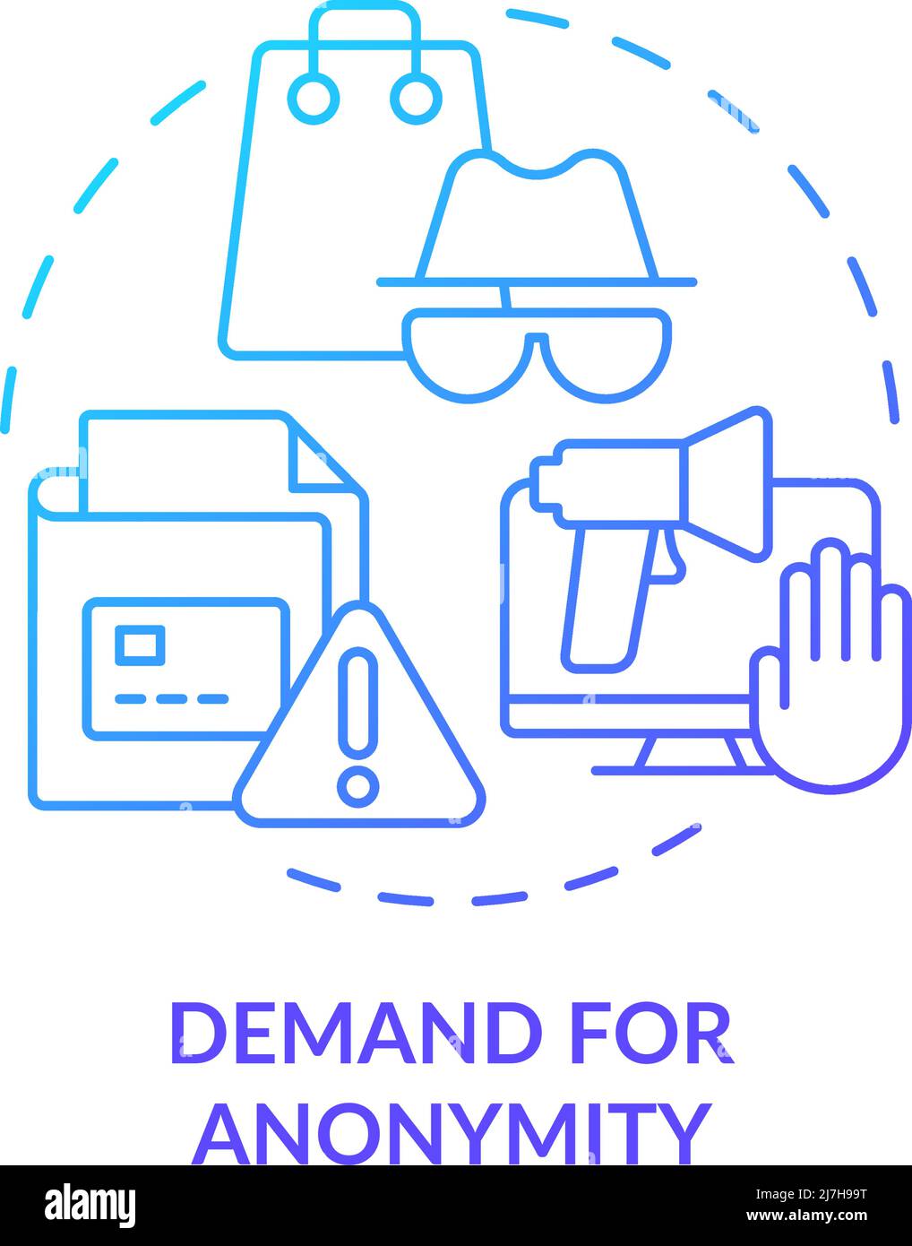 Demand for anonymity blue gradient concept icon Stock Vector Image ...
