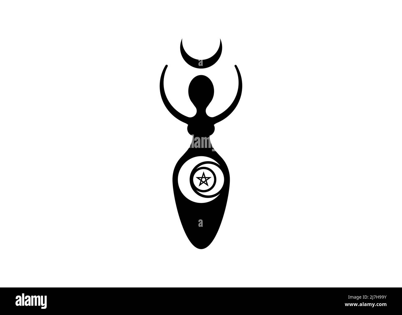 Wiccan Woman Logo triple moon goddess, crescent moon, pentacle pagan ...